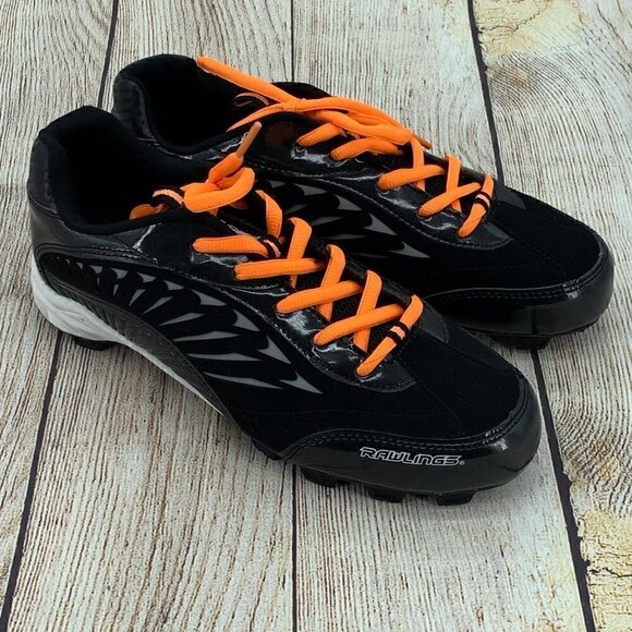 Rawlings | Shoes | Rawlings Black White Cleats W Orange Laces | Poshmark